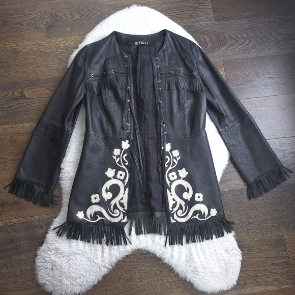 Vintage | Jackets & Coats | Vintage Euro Y2k Leather Floral Embroidered ...